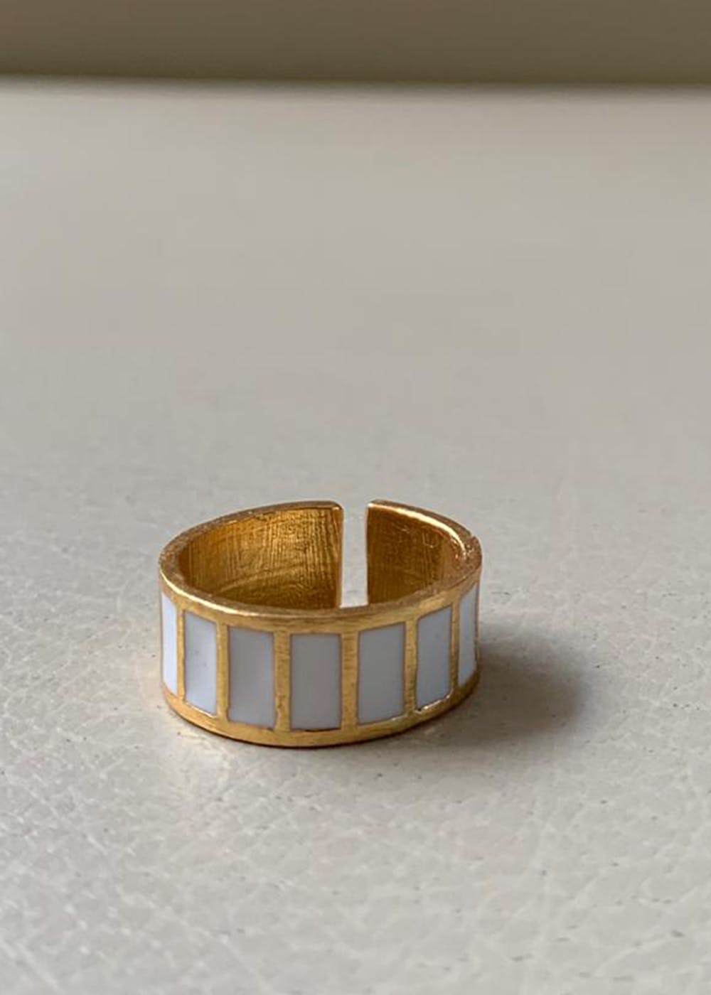 Get White Vertical Linear Enamel Ring at ₹ 2000 | LBB Shop