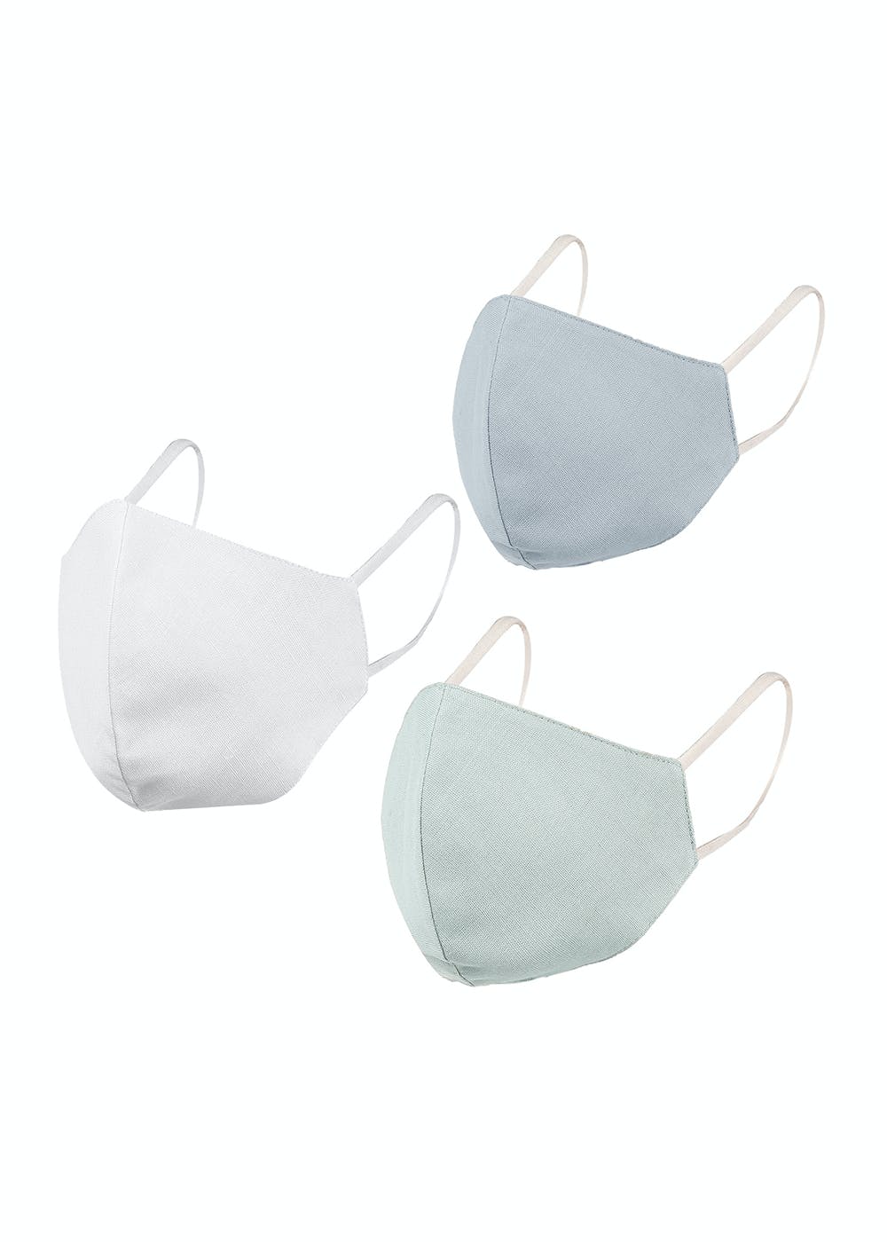Get Light Colour Triple Layer Cotton Linen Face Masks ( Pack of 3 ) at ...