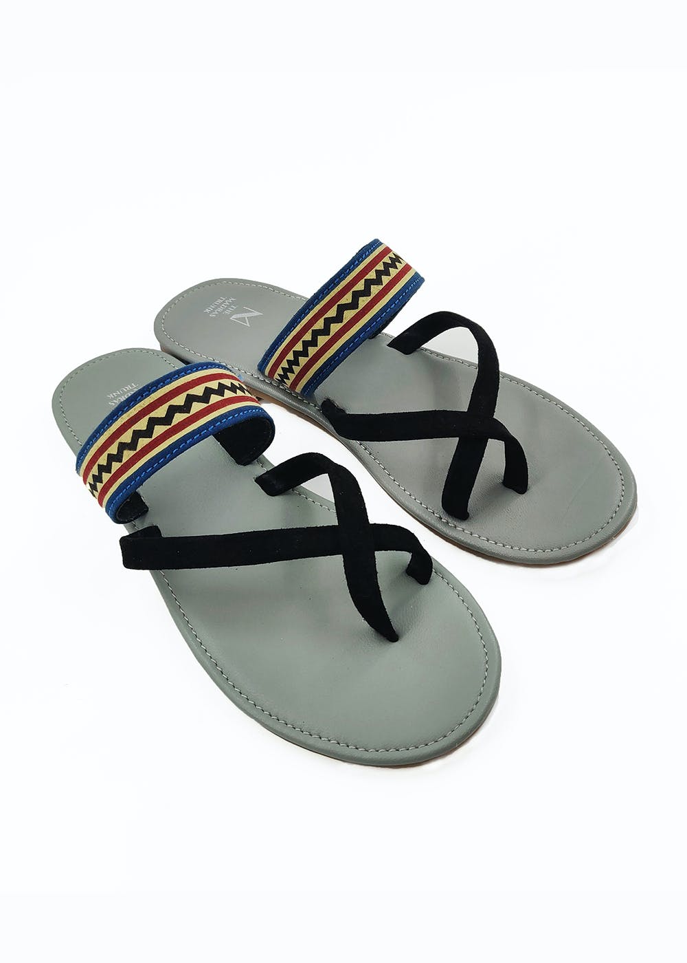 Get Black Woven Design Strap Leather Open Toe Flats at ₹ 1620 | LBB Shop