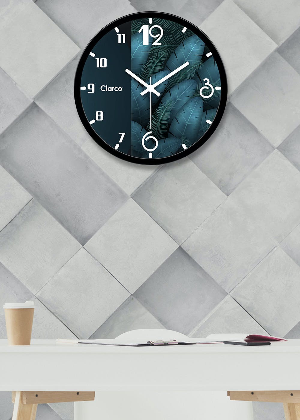 Get Feather Printed Blue Analog Wall clock at ₹ 599 | LBB Shop