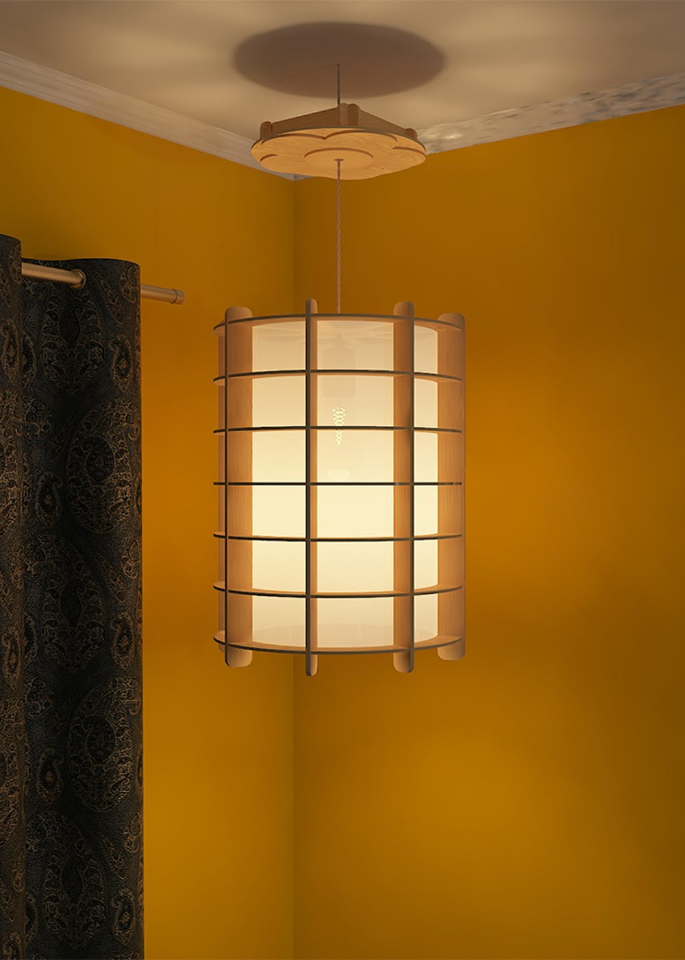 Get Closed Cylinder Wooden Pendant Ceiling Lamp at ₹ 3999 | LBB Shop