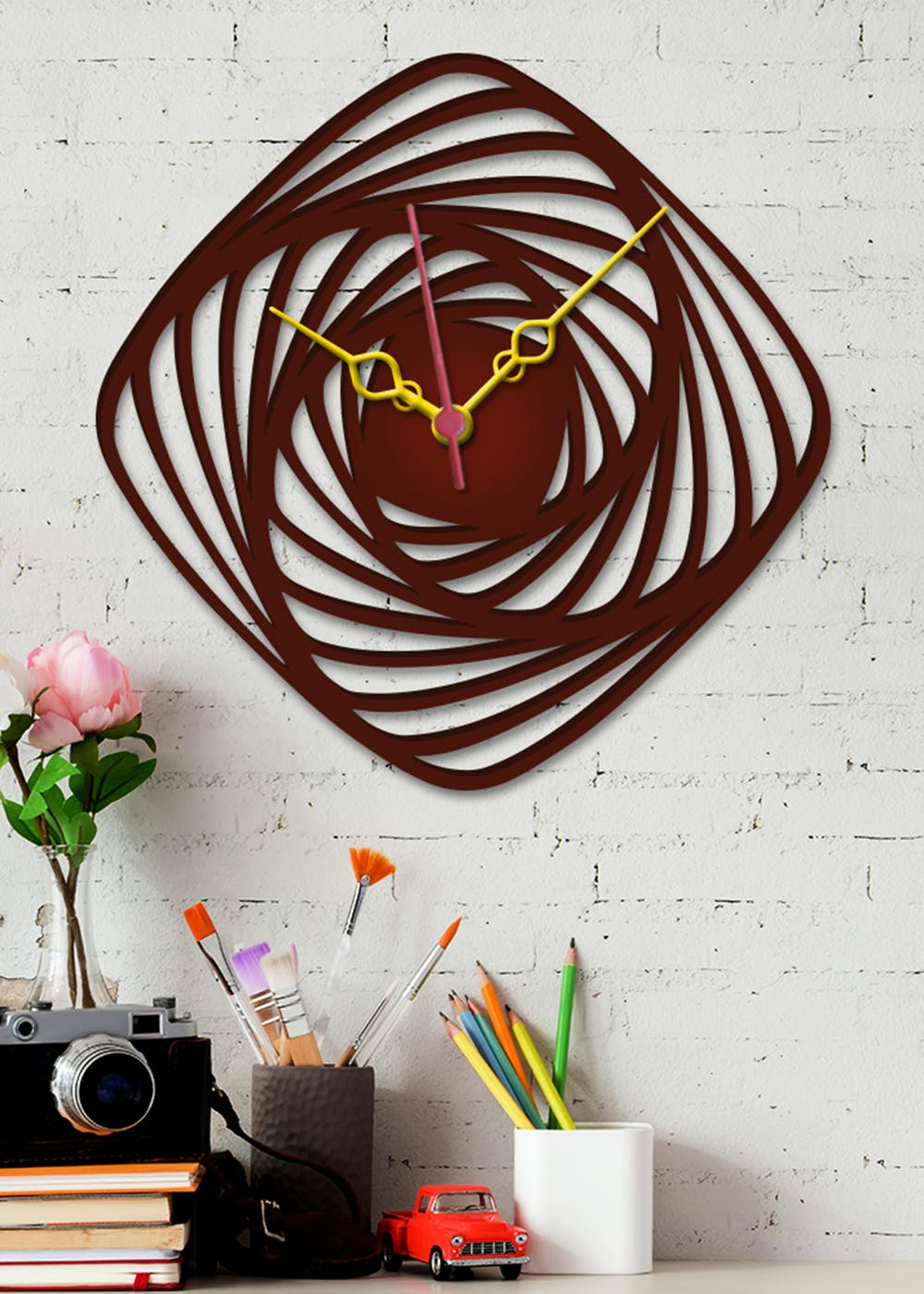 Get Illusional Geometric Shape Wooden Wall Clock at ₹ 2099 | LBB Shop