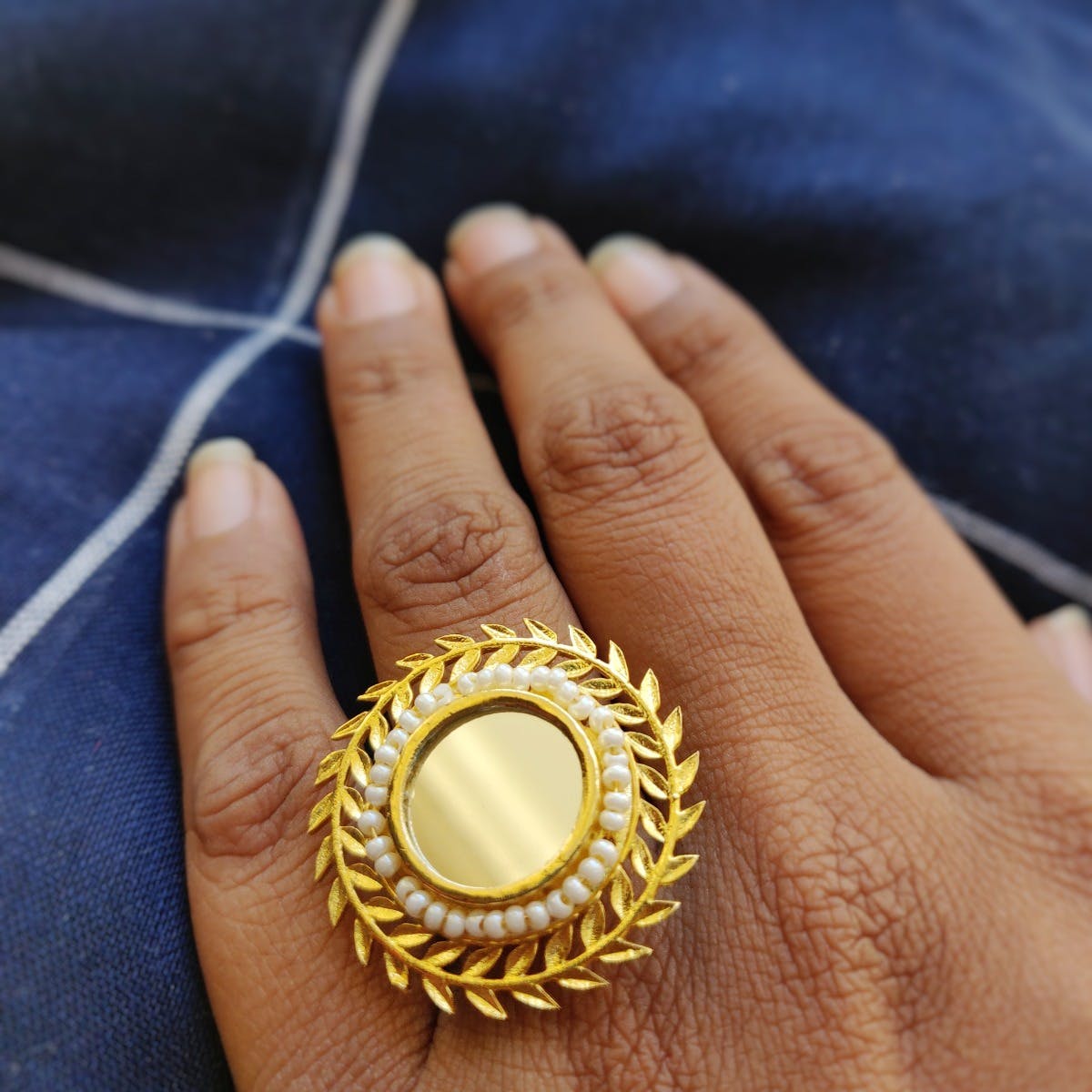 Get Gold-Plated Laurel Mirror Ring at ₹ 700 | LBB Shop