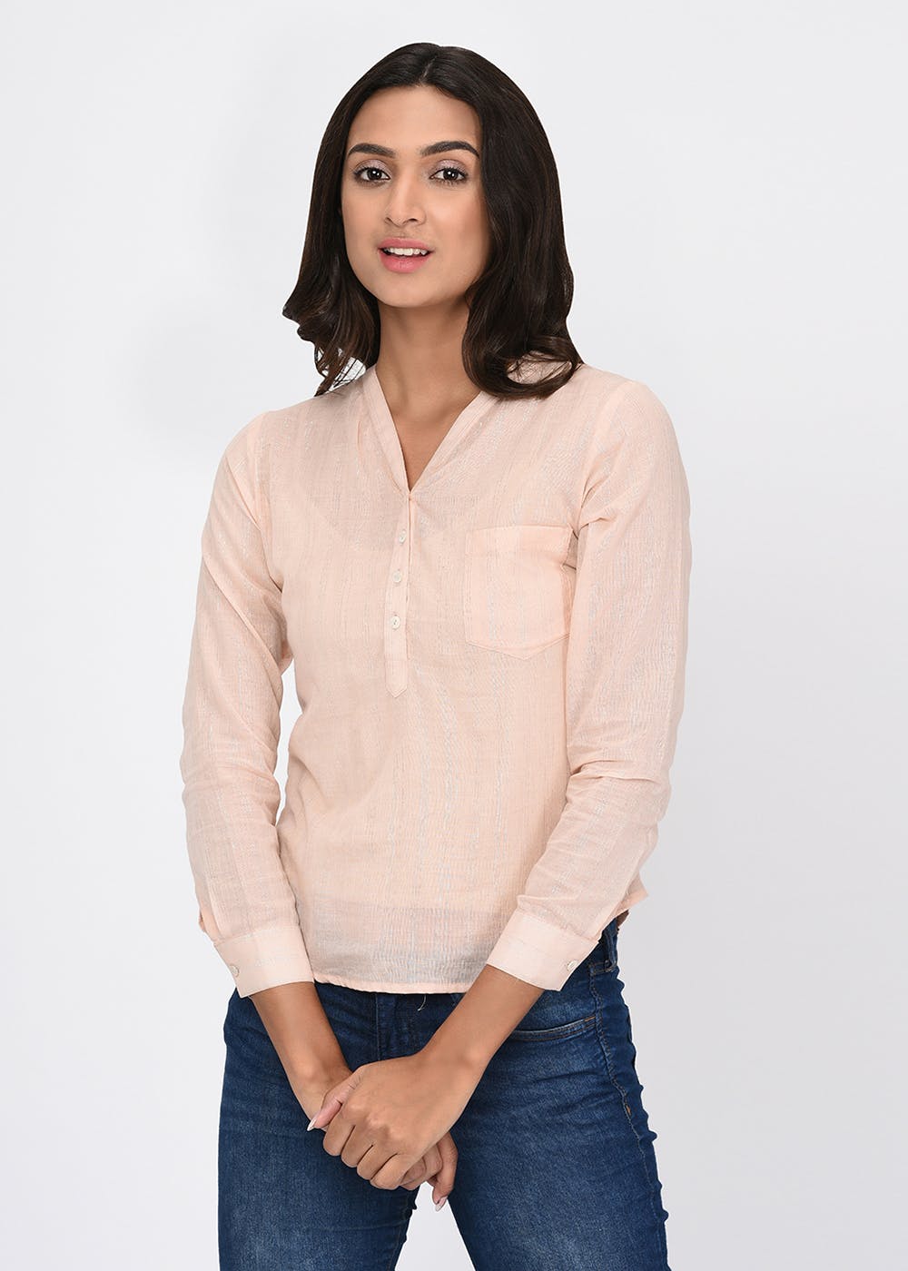 Get Patch Pocket Detail Peach Top at ₹ 439 | LBB Shop