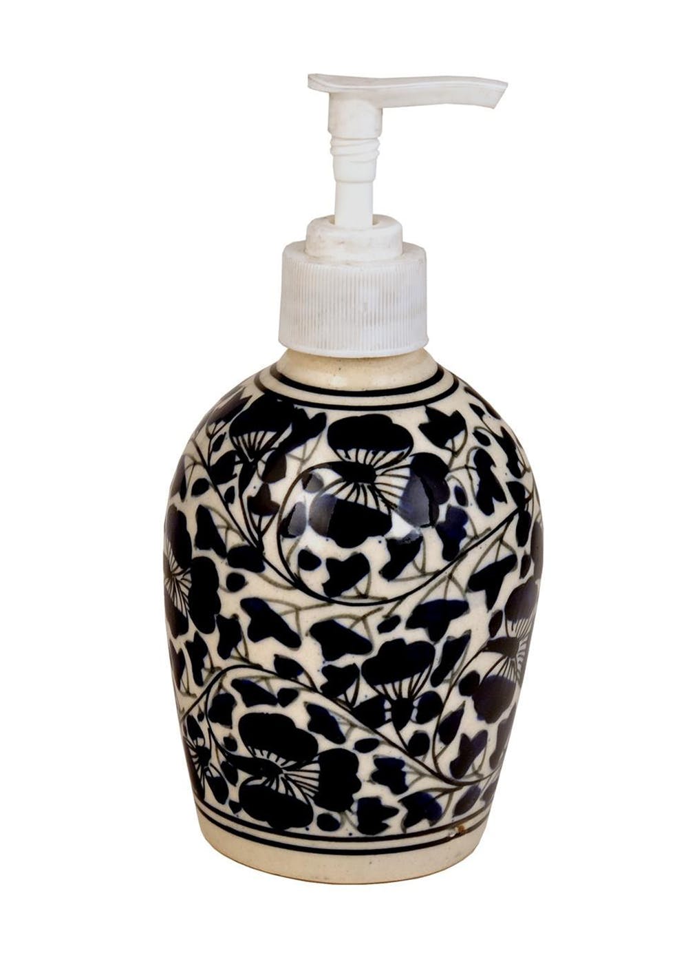 Get Black Floral Printed Ceramic Hand Wash Liquid Soap Dispenser at ...