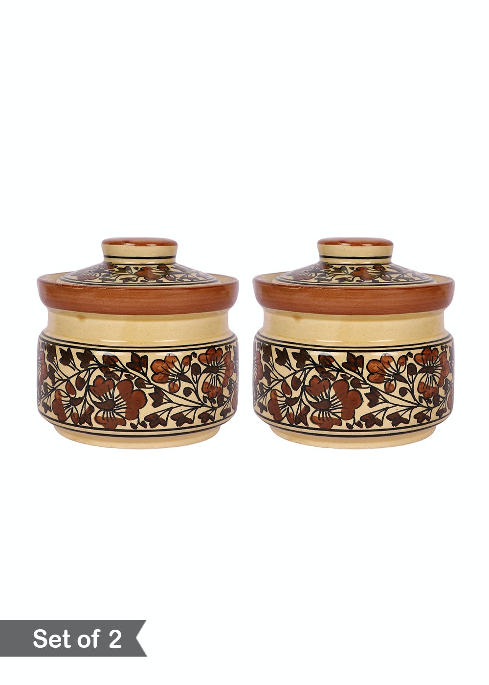 Get Brown Floral Design Ceramic Kitchen Storage Jar - Set of 2 at ...