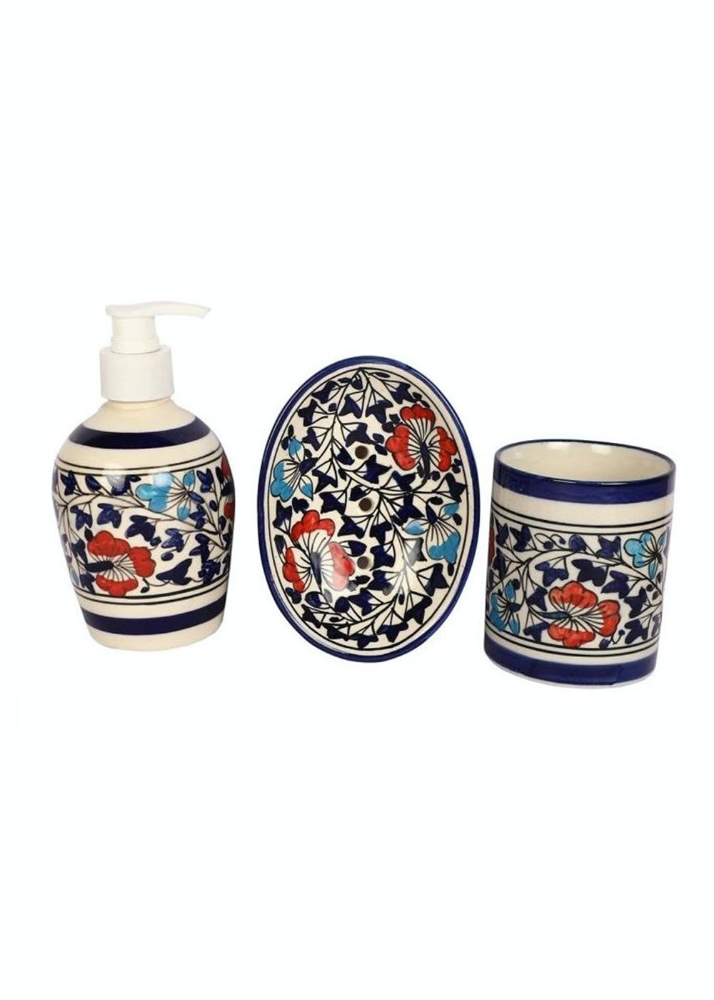 Get Floral Handpainted Ceramic Bathroom Set at ₹ 999 | LBB Shop