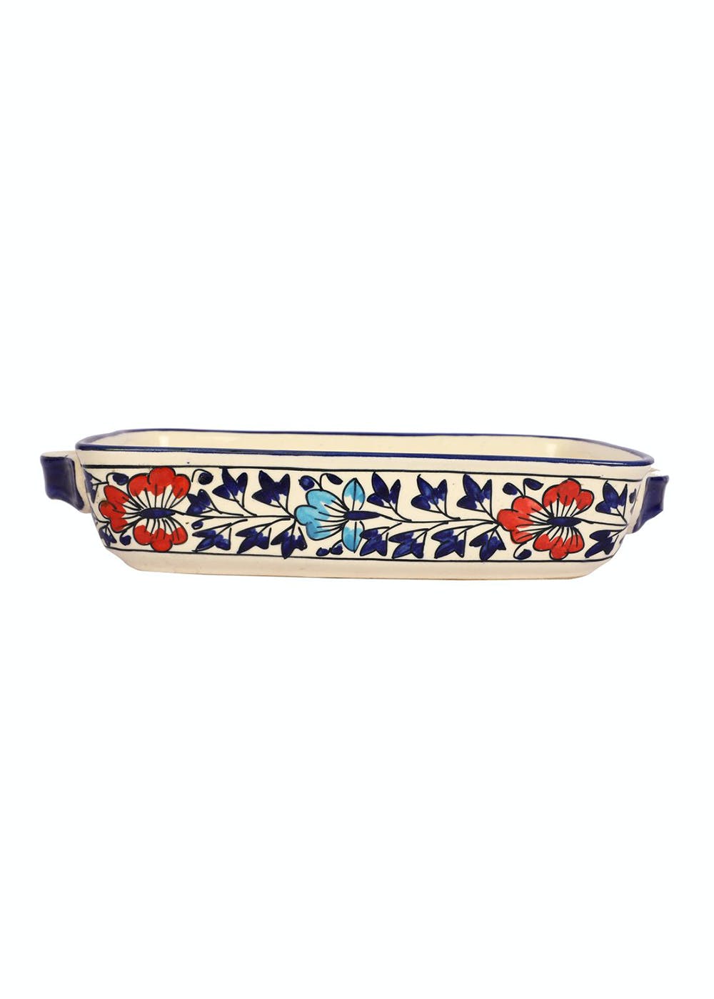 Get Handmade Floral Pattern Rectangular Snack Serving Tray at ₹ 799 ...