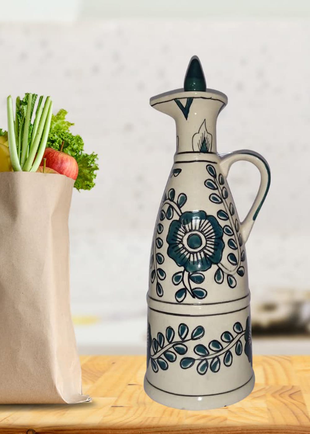 Get Blue Floral Ceramic Oil Dispenser at ₹ 799 | LBB Shop