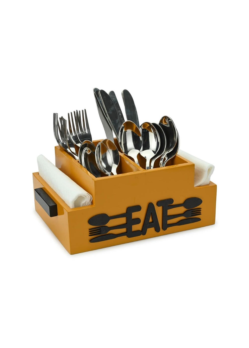 Get Yellow Wooden Dining Table Cutlery Organizer at ₹ 1899 | LBB Shop