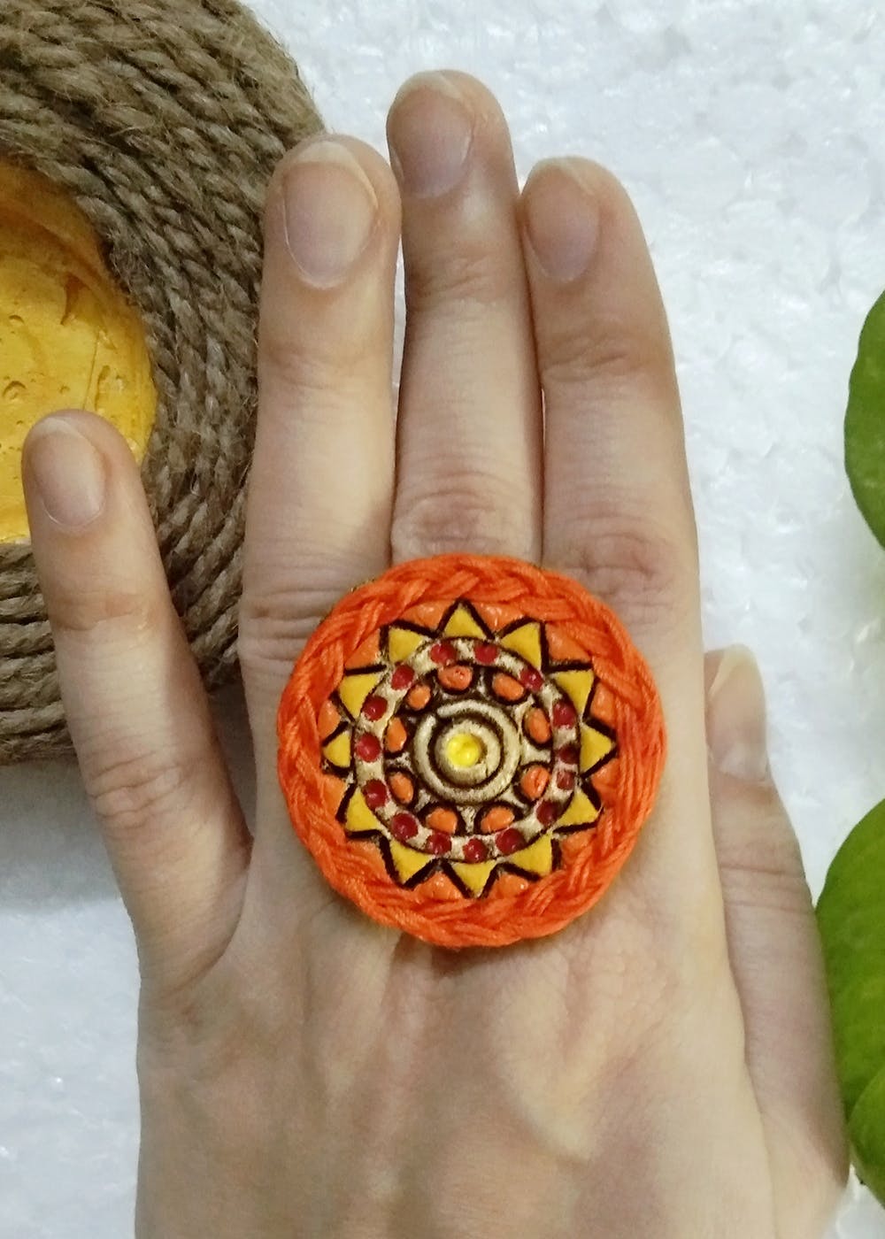 Get Orange Pattern Border Detail Yellow Ring at ₹ 229 | LBB Shop