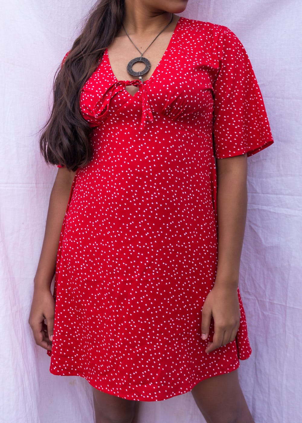 Get Front Neck Tie Detail Dots Printed Solid Dress at ₹ 2145 | LBB Shop