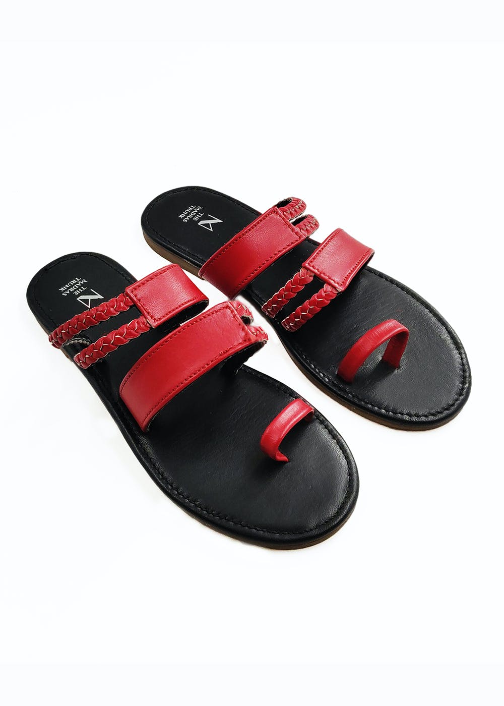 Get Red Braided Strap Open Toe Flats at ₹ 1620 | LBB Shop