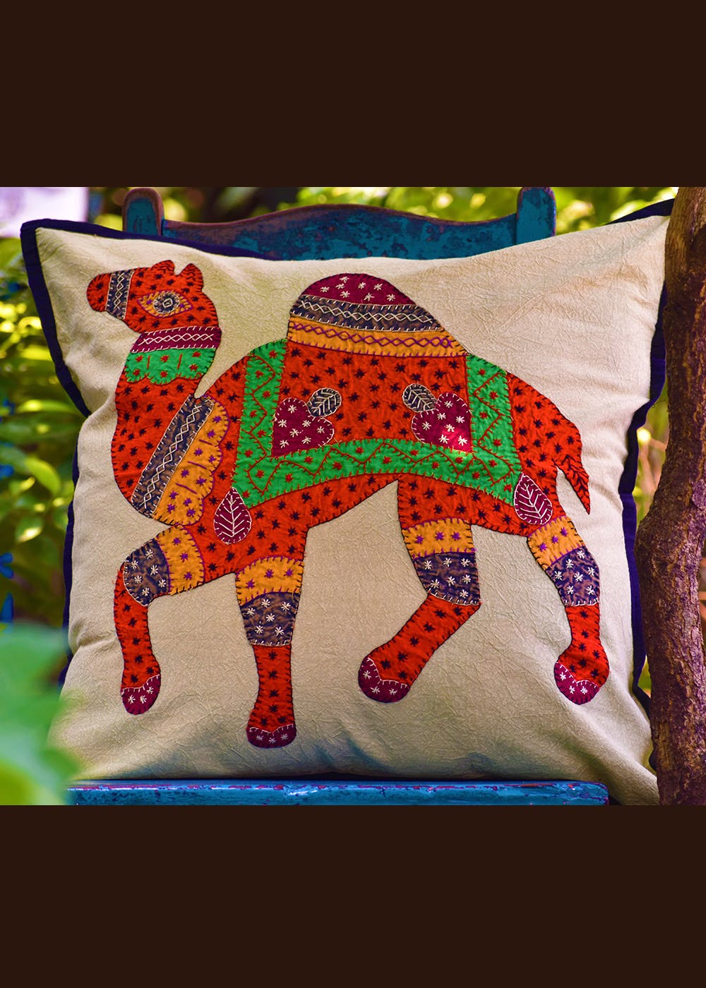 Get Camel Patchwork Cushion Cover at ₹ 450 | LBB Shop