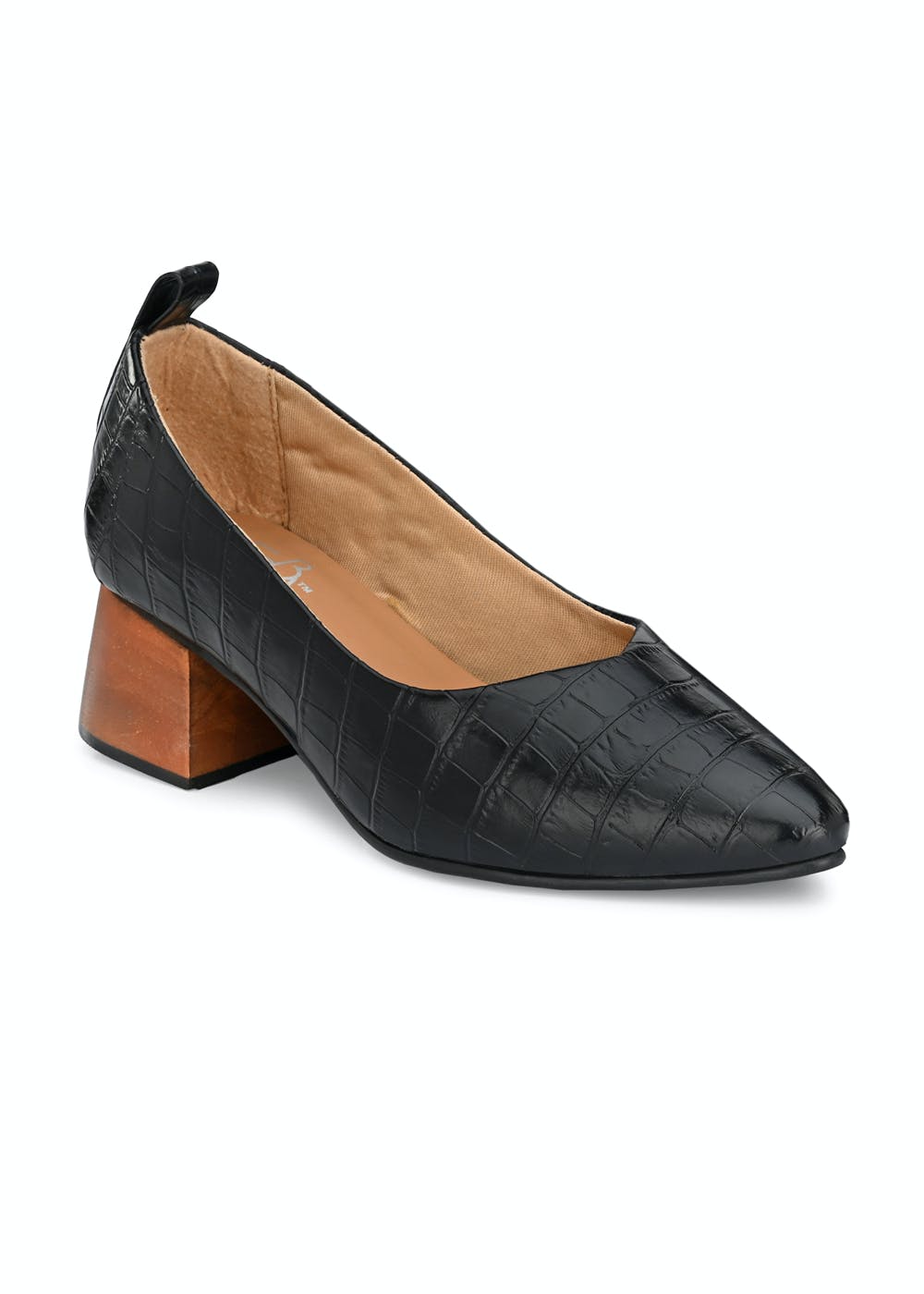 Get Croc Effect Detail Black Pumps at ₹ 1259 | LBB Shop