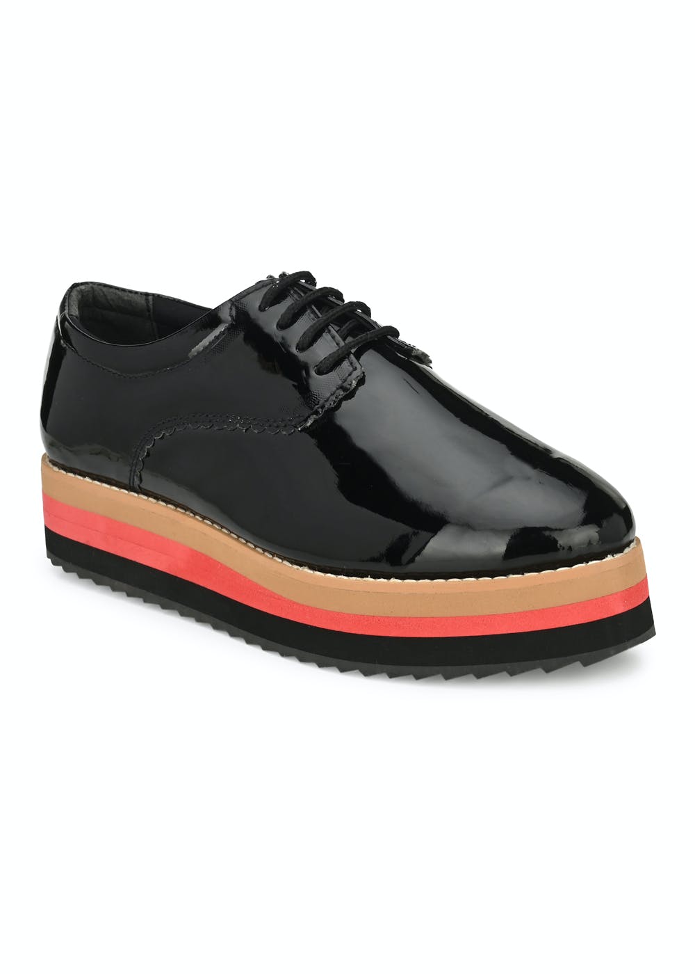 Get Colourblocked Sole Detail Black Glossy Shoes at ₹ 1250 | LBB Shop