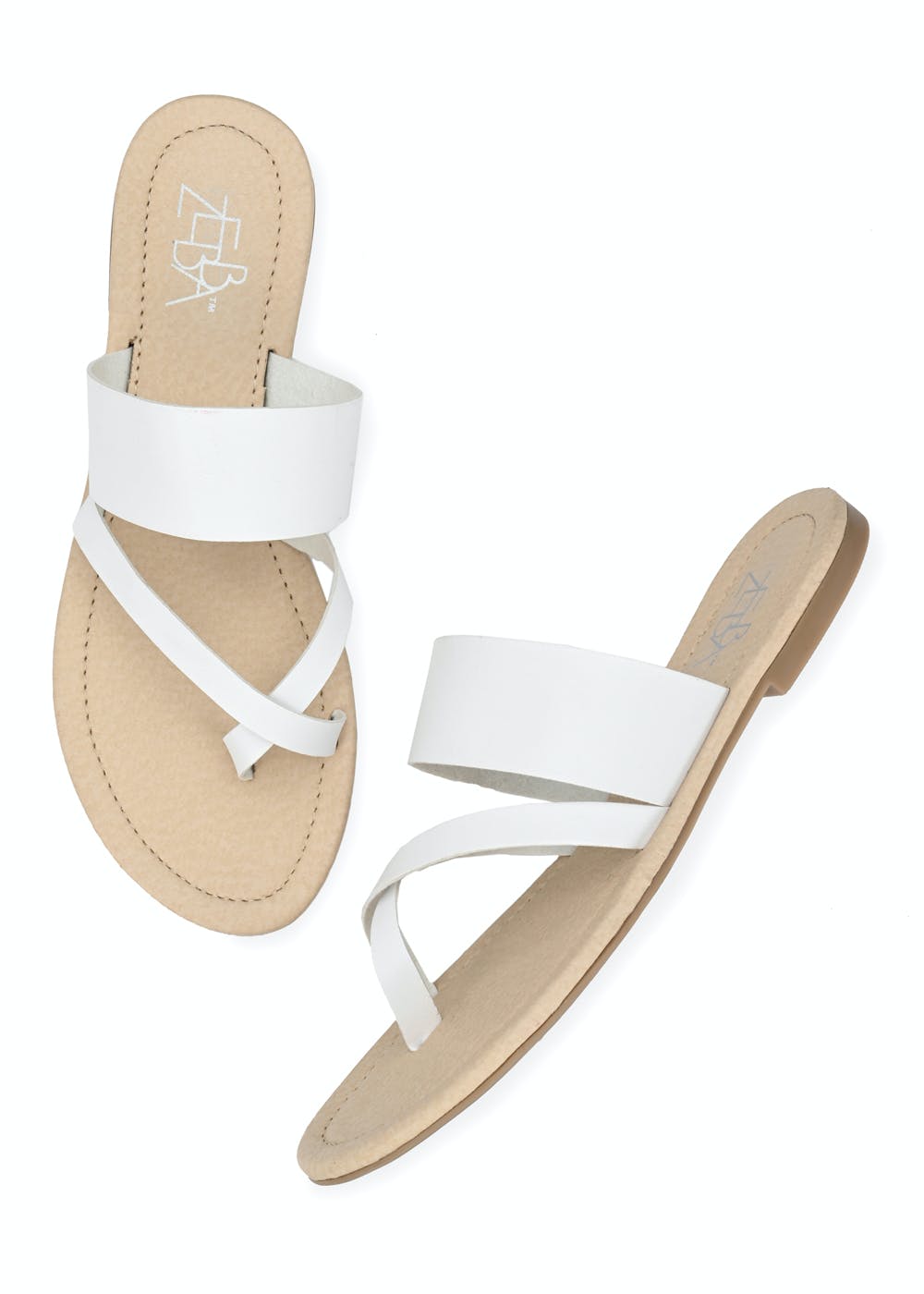 Get One Toe Cross- Strapped White Slides at ₹ 899 | LBB Shop