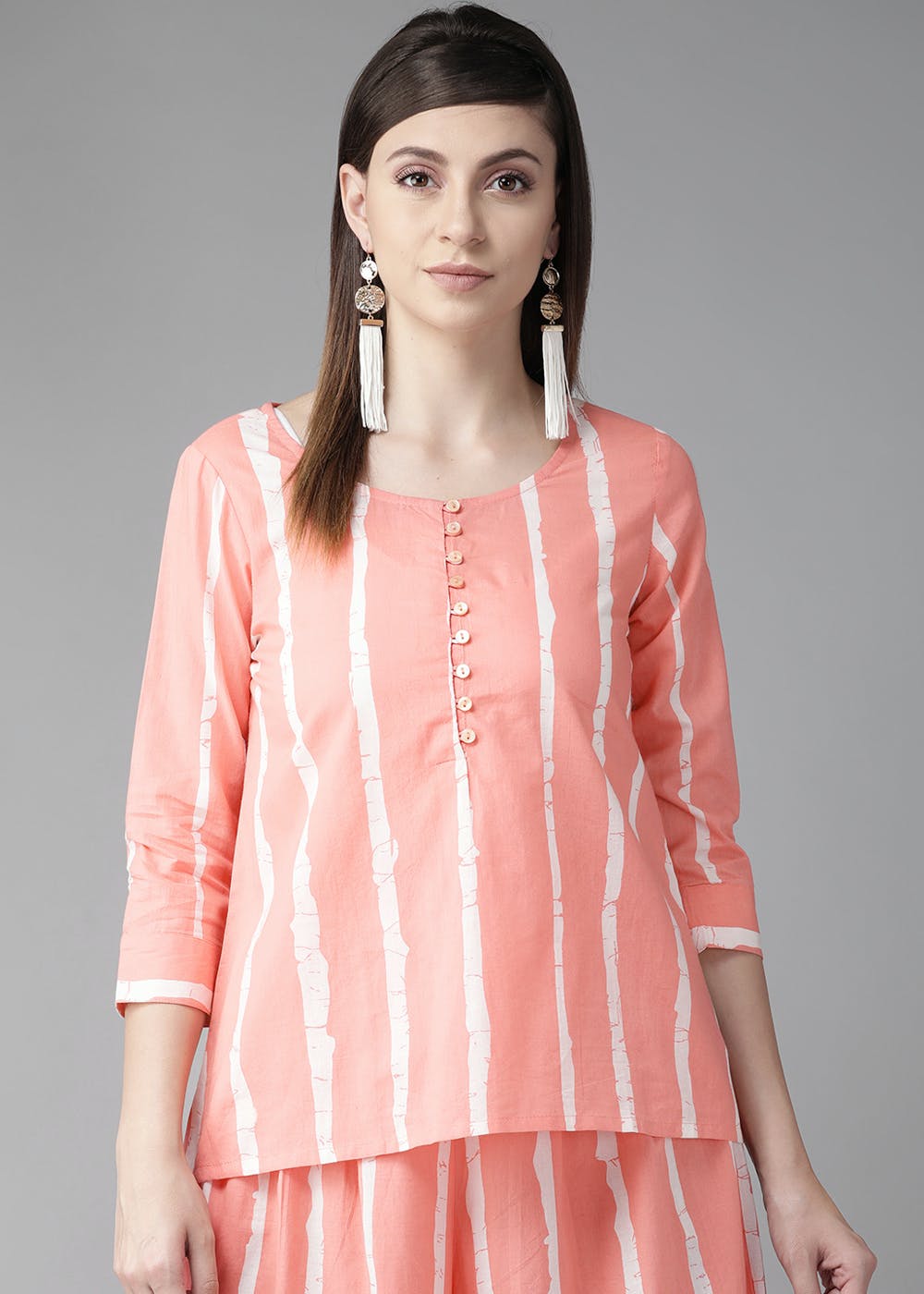 Get Pink & White Striped A-Line Top at ₹ 799 | LBB Shop